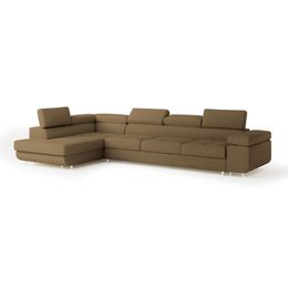 ECKSOFA VICENTE Orange Boucle-Stoff mit Schlaffunktion