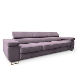 BETTSOFA MOSINE Rosa Velours-Stoff mit Schlaffunktion