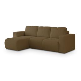 ECKSOFA RINOVA Orange Boucle-Stoff mit Schlaffunktion