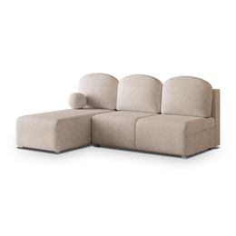 ECKSOFA TRAMA Beige Geflochtener Stoff mit Schlaffunktion