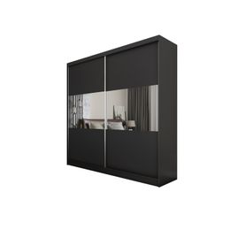 SCHWEBET&Uuml;RENSCHRANK ROSALIA 200/216/61 cm 2-t&uuml;rig mit Spiegel Schwarz