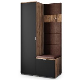 GARDEROBENSCHRANK LORI 95/181/51 cm Modern Garderobe-Set Eiche Lefkas
