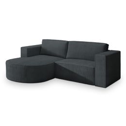 ECKSOFA SORELA P L-S Graphitfarben Kordstoff mit Schlaffunktion