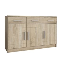 KOMMODE PERUGIA 103/70/37 cm mit 3 Schubladen 3 T&uuml;ren Sonoma Eiche