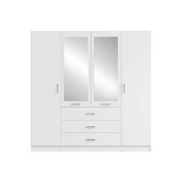 DREHT&Uuml;RENSCHRANK NEVARIS 200/200,5/58cm 4-t&uuml;rig mit Spiegel Wei&szlig;