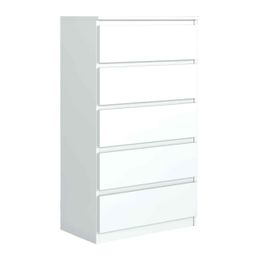 KOMMODE NUDO 70/124,5/39cm mit 5 Schubladen T&uuml;ren Wei&szlig;