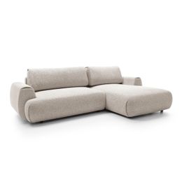 ECKSOFA ZEST Grau Geflochtener Stoff mit Schlaffunktion