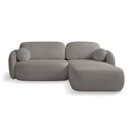 ECKSOFA AMICO R-S Grau Geflochtener Stoff mit Schlaffunktion