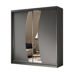 SCHWEBET&Uuml;RENSCHRANK VOCE 200/216/61 cm 2-t&uuml;rig mit Spiegel Grau