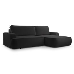ECKSOFA SOLO Schwarz Boucle-Stoff mit Schlaffunktion