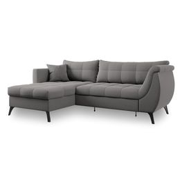 ECKSOFA MOLLIS Grau Geflochtener-Stoff mit Schlaffunktion