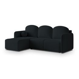 ECKSOFA SUVINO Schwarz Boucle-Stoff mit Schlaffunktion