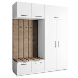 GARDEROBENSCHRANK REMA 200/240/60 cm Modern Garderobe-Set Wei&szlig;