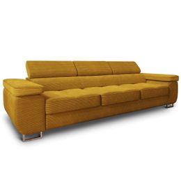 BETTSOFA MOSINE Gelb Kordstoff mit Schlaffunktion
