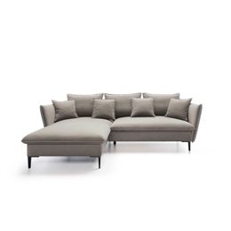 ECKSOFA SOLE Braun Pl&uuml;sch-Stoff mit Schlaffunktion