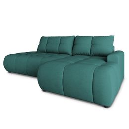 ECKSOFA FLUMA CL R-S Blau Samtstoff mit Schlaffunktion