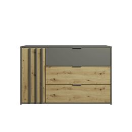 KOMMODE MERIDIAN 125/79,8/36,5cm mit 3 Schubladen 1 T&uuml;ren Grau