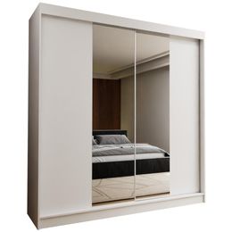 SCHWEBET&Uuml;RENSCHRANK LUCENZA 200/216/61 cm 2-t&uuml;rig mit Spiegel Wei&szlig;