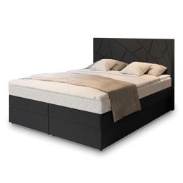 BOXBETT TRANI 180x200 cm mit Matratze und Topper - Schwarz