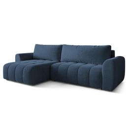 ECKSOFA MODARO CL Blau Samtstoff mit Schlaffunktion