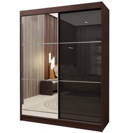 SCHWEBET&Uuml;RENSCHRANK VITALE 150/216/61 cm 2-t&uuml;rig mit Spiegel Wengefarben