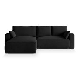 ECKSOFA FORIL Schwarz Velours-Stoff mit Schlaffunktion