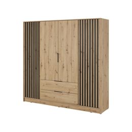 DREHT&Uuml;RENSCHRANK NELIANA 206/200/51 cm 4-t&uuml;rig Eiche Artisan