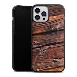 DeinDesign iPhone 13 Pro Max Handy Silikon H&uuml;lle Case schwarz Handyh&uuml;lle Beams Wood Wooden Look
