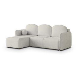 ECKSOFA SUVINO Creme Geflochtener Stoff mit Schlaffunktion