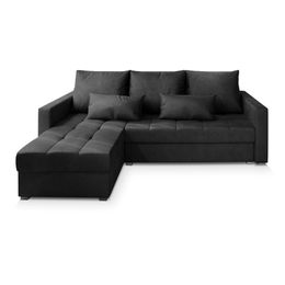 ECKSOFA KOS PIK M Schwarz Velours-Stoff mit Schlaffunktion