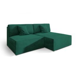 ECKSOFA FIORO M Gr&uuml;n Velours-Stoff mit Schlaffunktion