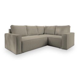 ECKSOFA ESTANO R-S Beige Kordstoff mit Schlaffunktion
