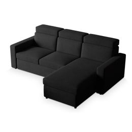 ECKSOFA PADWA Schwarz Kordstoff mit Schlaffunktion