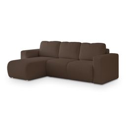 ECKSOFA RINOVA Braun Boucle-Stoff mit Schlaffunktion