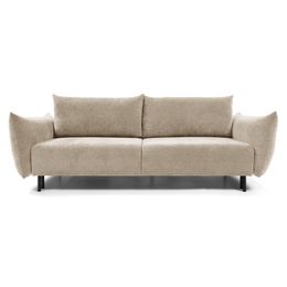 BETTSOFA UNO Beige Chenille-Stoff mit Schlaffunktion