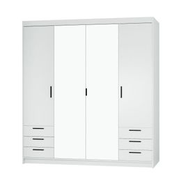 DREHT&Uuml;RENSCHRANK ELENORA 176,3/190,5/53cm 4-t&uuml;rig mit Spiegel Wei&szlig;