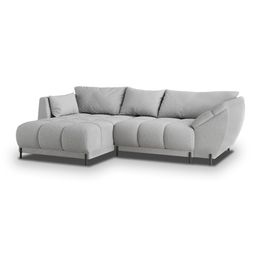 ECKSOFA VESTANO L-S Hellgrau Boucle-Stoff mit Schlaffunktion