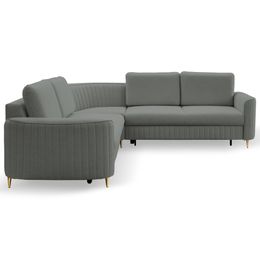 ECKSOFA VELA L-S Grau Velours-Stoff mit Schlaffunktion