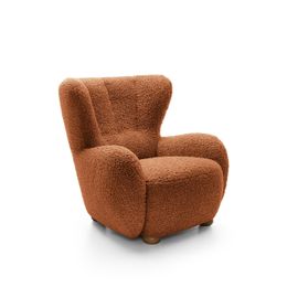 SESSEL MIST, Polstersessel Klassisch Loungesessel, Bucle-Stoff Orange