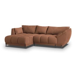 ECKSOFA VESTANO L-S Kupferfarben Boucle-Stoff mit Schlaffunktion