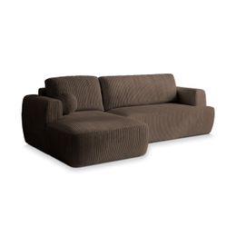 ECKSOFA SENTI P L-S Braun Kordstoff mit Schlaffunktion