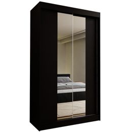 SCHWEBET&Uuml;RENSCHRANK LUCENZA 120/216/61 cm 2-t&uuml;rig mit Spiegel Schwarz