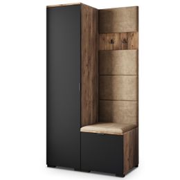 GARDEROBENSCHRANK LORI 95/181/51 cm Modern Garderobe-Set Eiche Lefkas