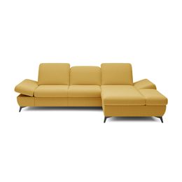 ECKSOFA FELICE R-S Gelb Geflochtener Stoff mit Schlaffunktion