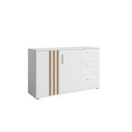 KOMMODE TECTONIC 119,8/72,7/35cm mit 3 Schubladen 2 T&uuml;ren Wei&szlig;