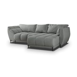 ECKSOFA VESTANO R-S Grau Velours-Stoff mit Schlaffunktion