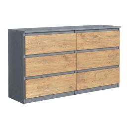 KOMMODE NUDO 138,5/78,5/39cm mit 6 Schubladen T&uuml;ren Anthrazit