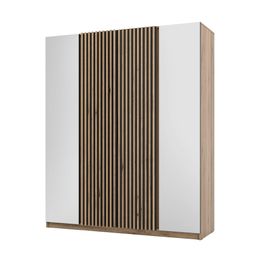 DREHT&Uuml;RENSCHRANK CAGLIARI 200/239/61,9cm 4-t&uuml;rig mit Spiegel Goldfarben