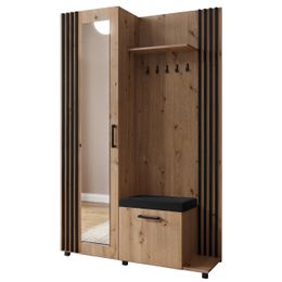 GARDEROBENSCHRANK ARMADIO 137/207/42 cm Modern Garderobe-Set Eiche Artisan