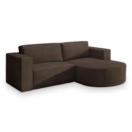 ECKSOFA SORELA P R-S Braun Kordstoff mit Schlaffunktion